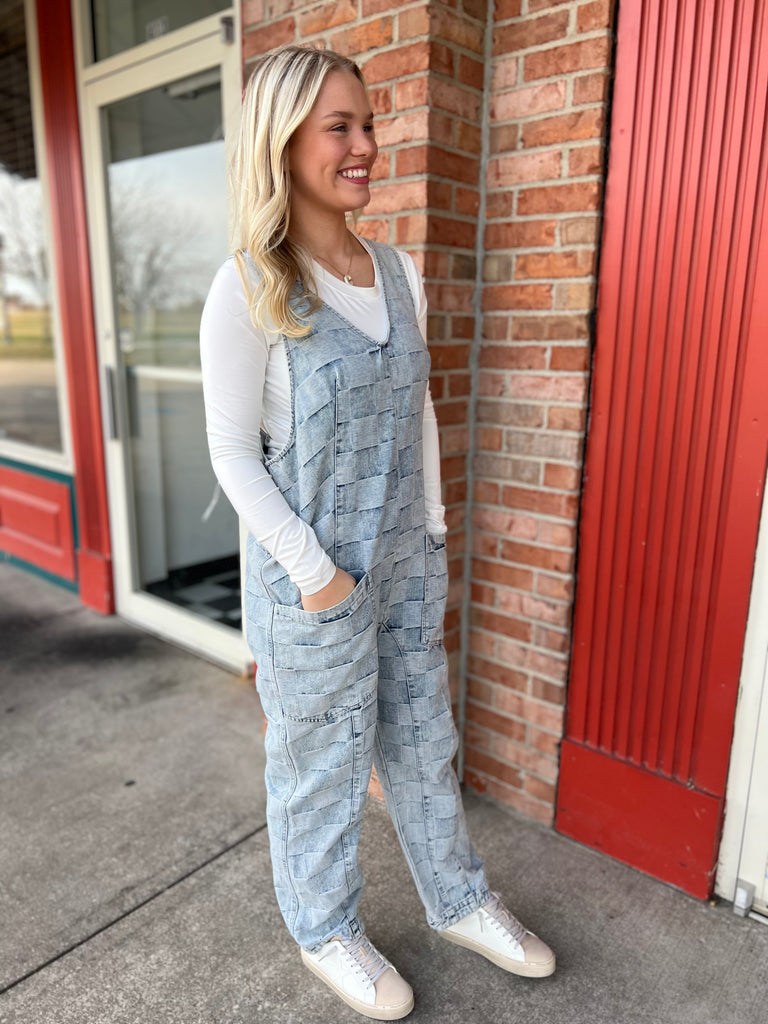 VINTAGE WASH CHECKERED OVERALLS – Crave Boutique
